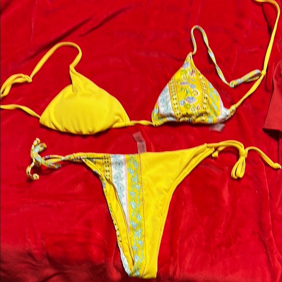 Swim | Yellow And White Bikini Set | Poshmark
